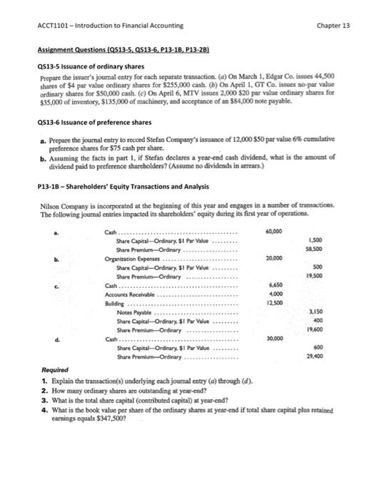 Solved ACCT1101 - Introduction to Financial Accounting | Chegg.com