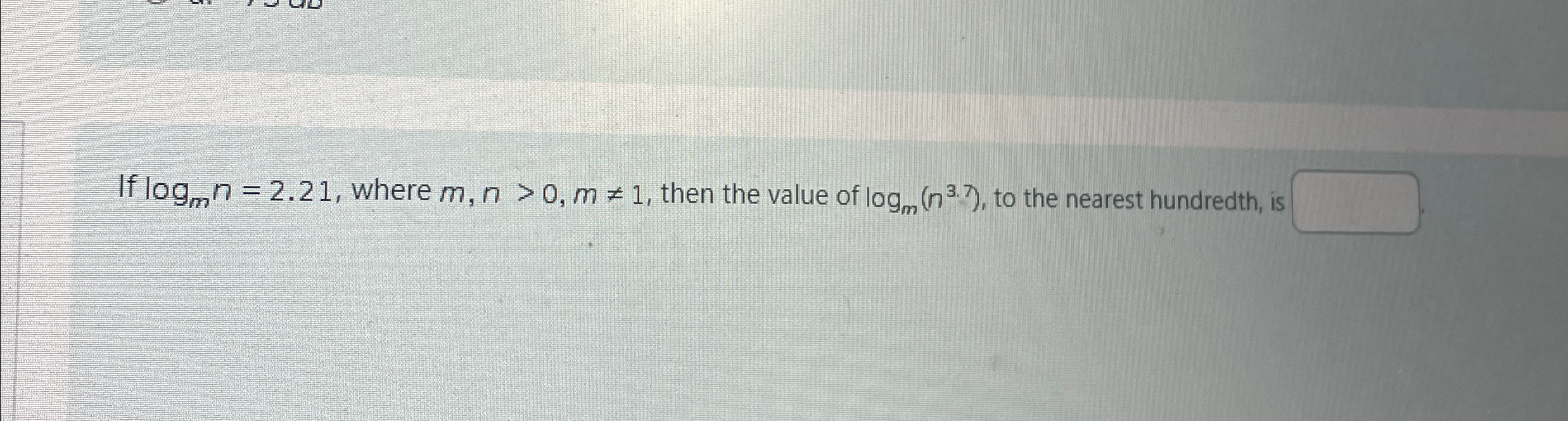 Solved If logmn=2.21, ﻿where m,n>0,m≠1, ﻿then the value of | Chegg.com