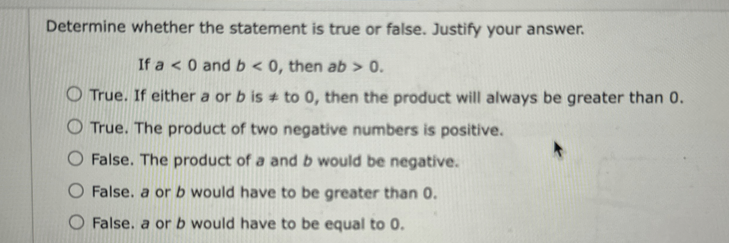 Solved Determine whether the statement is true or false. | Chegg.com