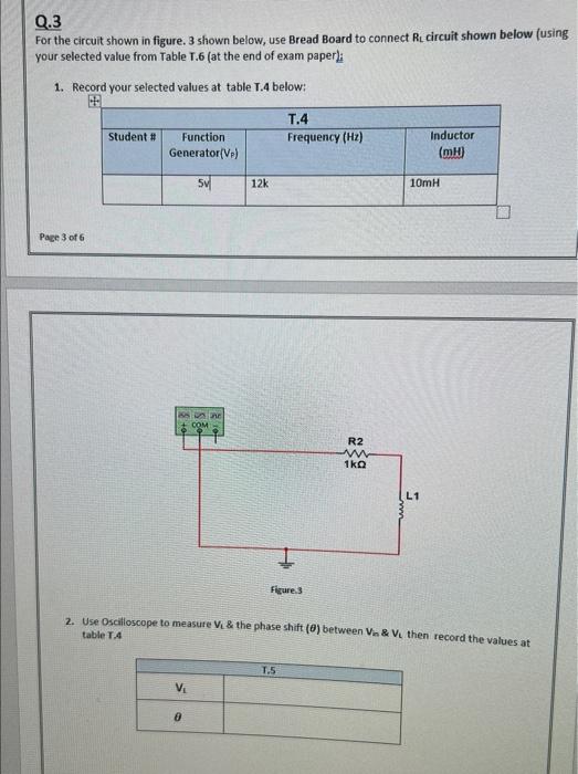 Solved Q.3 For the circuit shown in figure. 3 shown below, | Chegg.com