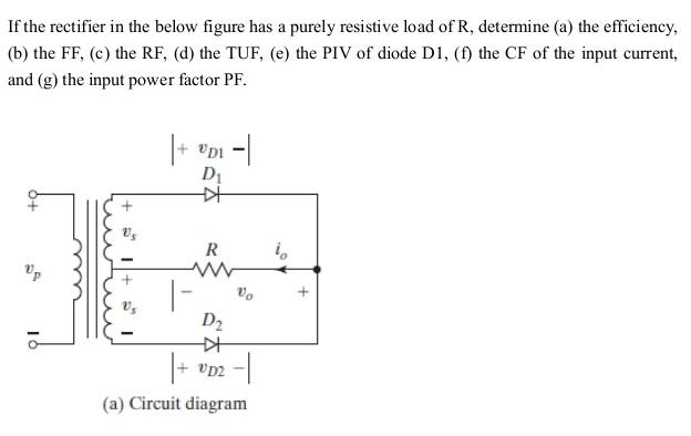 Solved If the rectifier in the below figure has a purely | Chegg.com
