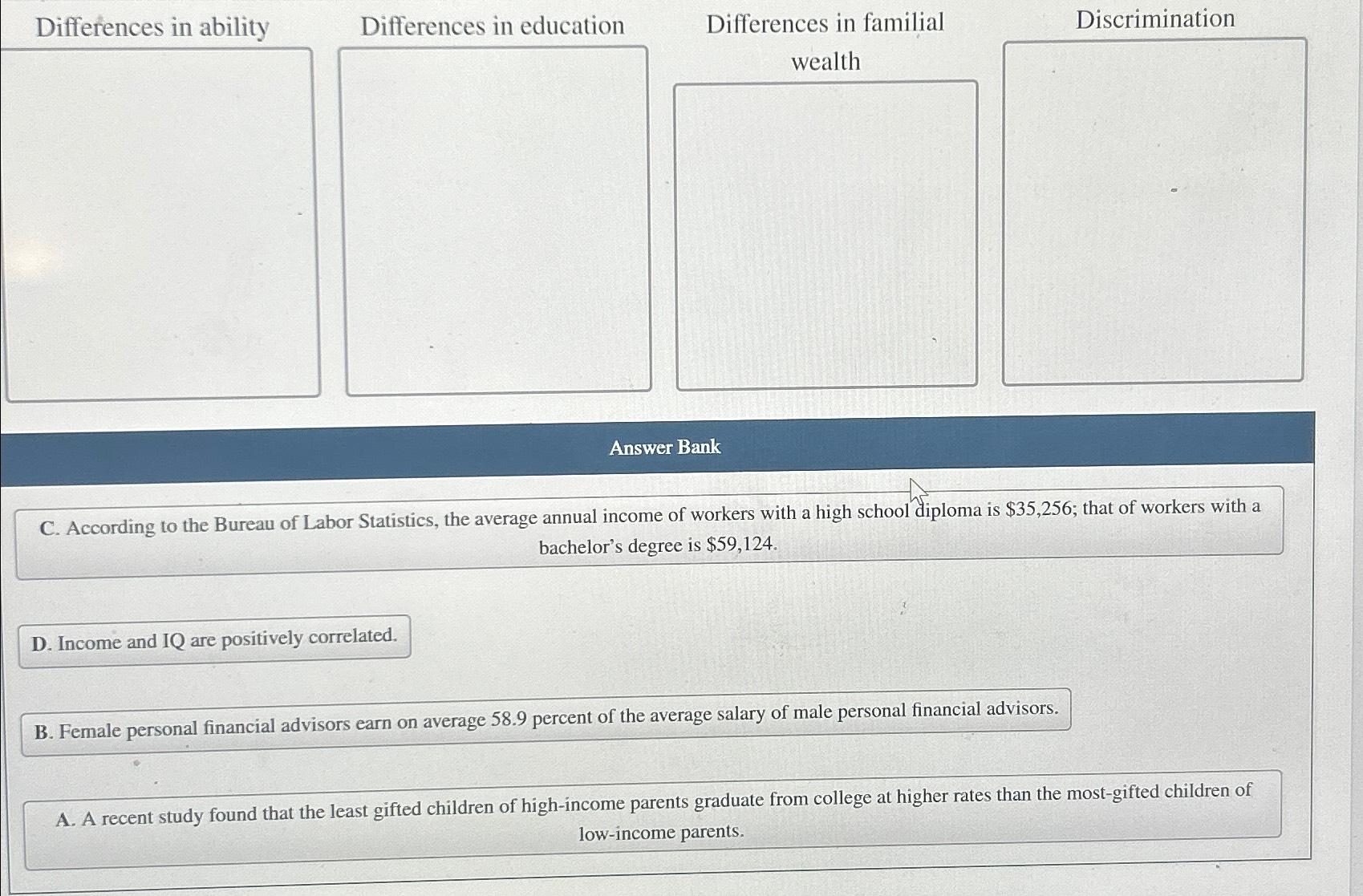 Solved Differences in abilityDifferences in | Chegg.com