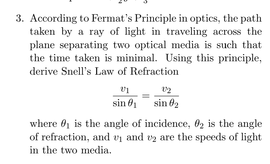 Solved According to Fermat's Principle in optics, the path | Chegg.com