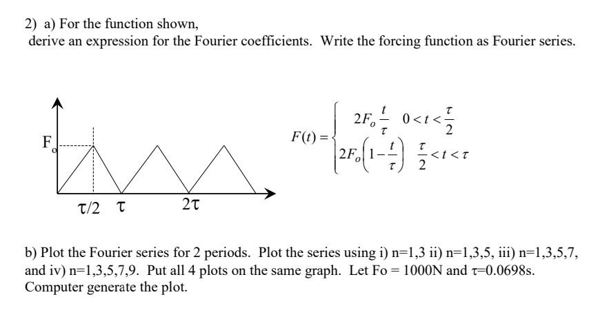 Solved 2) a) For the function shown, derive an expression | Chegg.com