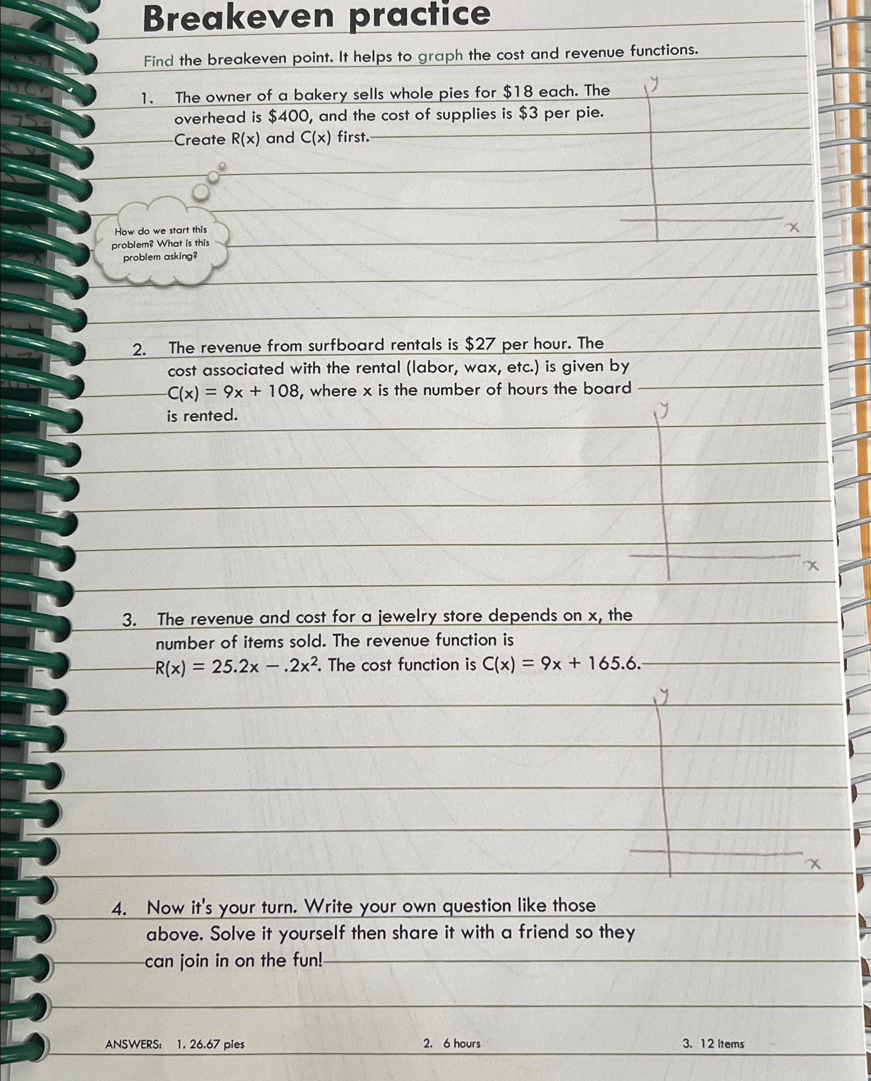 Breakeven practiceFind the breakeven point. It helps | Chegg.com