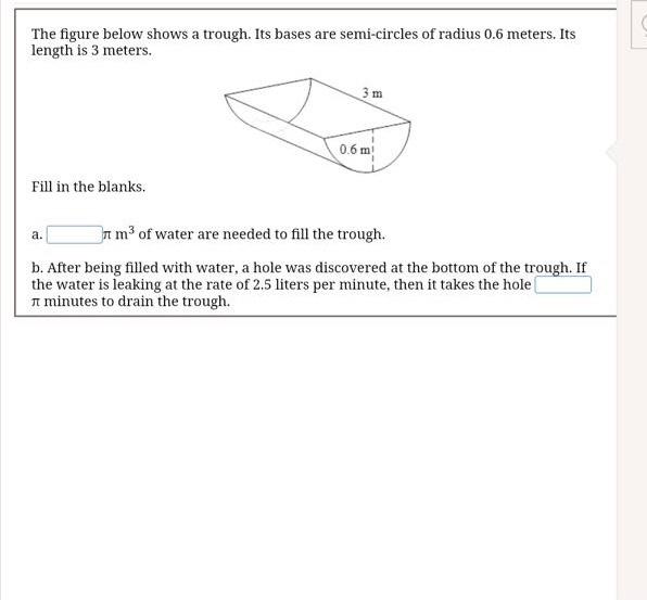 Solved The figure below shows a trough. Its bases are | Chegg.com