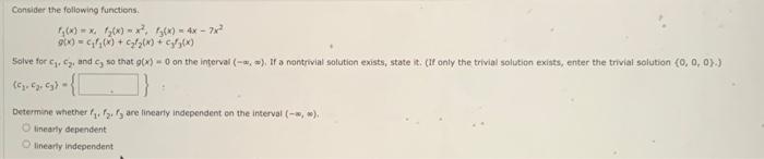 Solved Consider the following functions. | Chegg.com