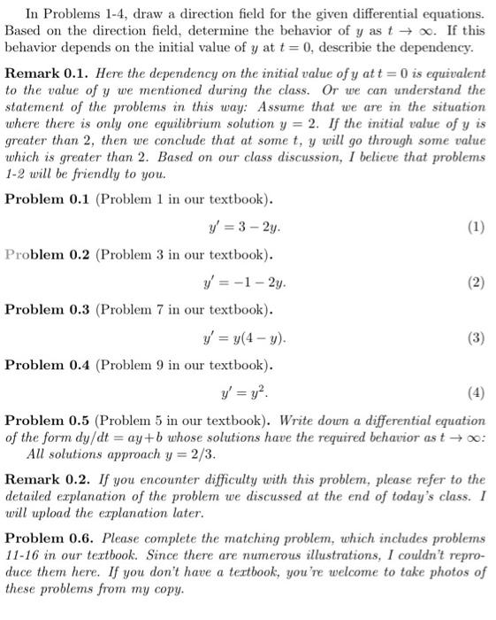 Solved In Problems 1-4, draw a direction field for the given | Chegg.com