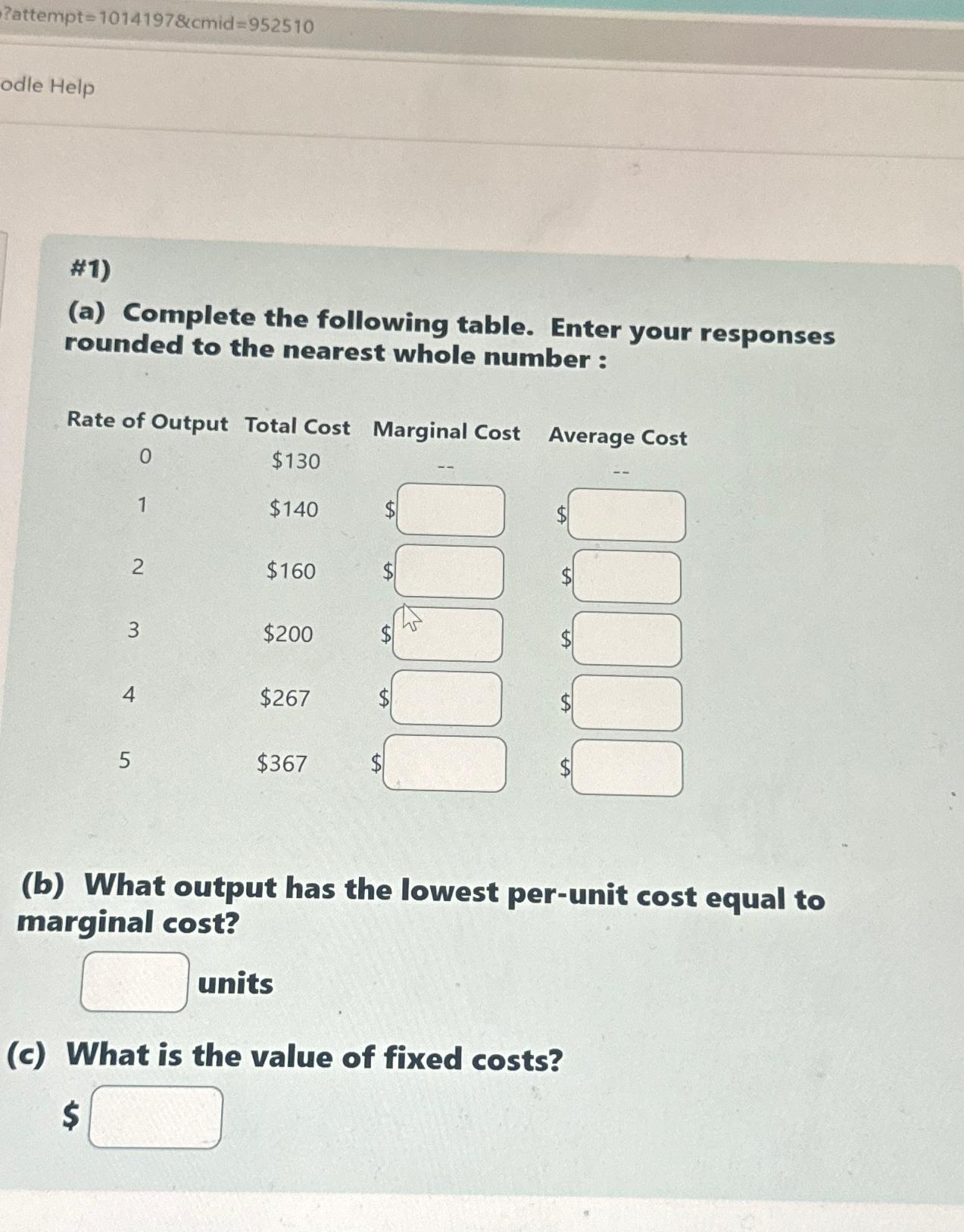 Solved ?attempt =10141978cmid=952510odle Help#1)(a) | Chegg.com