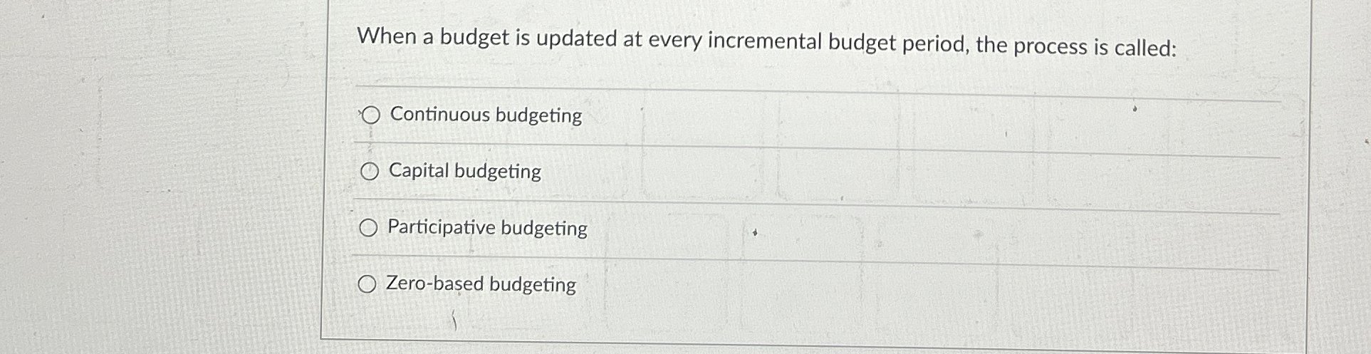 Solved When a budget is updated at every incremental budget | Chegg.com