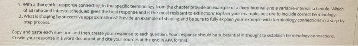 Solved 1. with a thoughtful response connecting to the | Chegg.com
