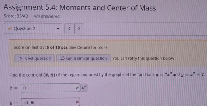 Solved Assignment 5.4: Moments and Center of Mass Score: | Chegg.com