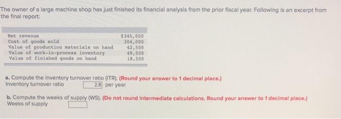 Solved The owner of a large machine shop has just finished | Chegg.com