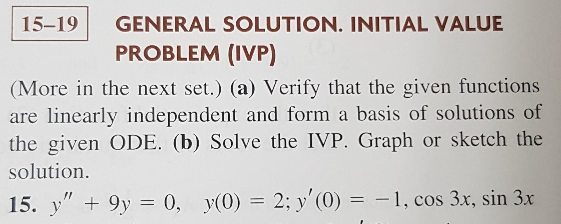 Solved PROBLEM (IVP) (More in the next set.) (a) Verify that | Chegg.com