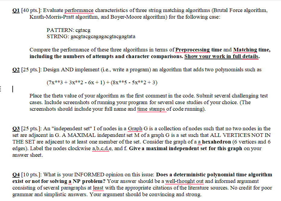 Solved [40 ﻿pts.]: Evaluate performance characteristics of | Chegg.com