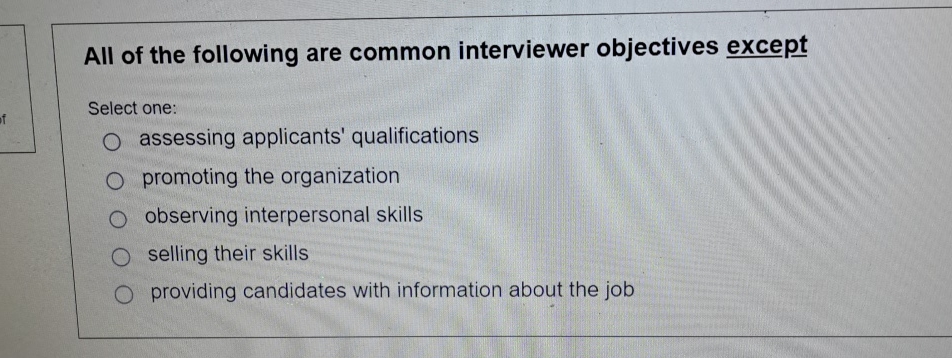 Solved All of the following are common interviewer | Chegg.com