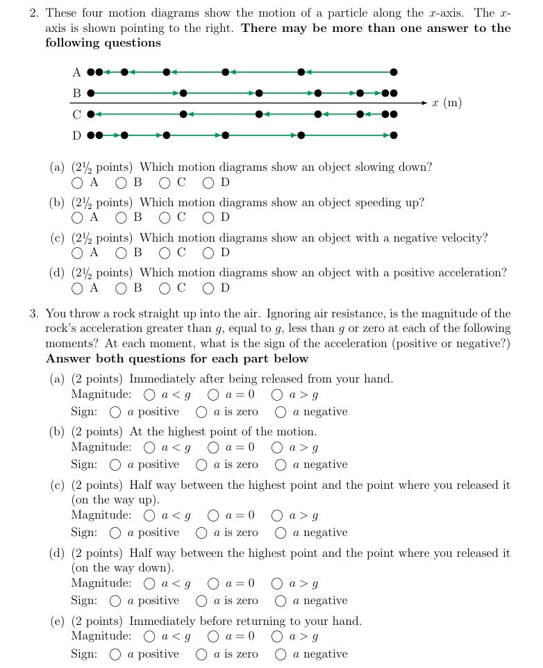 Solved These four motion diagrams show the motion of a | Chegg.com