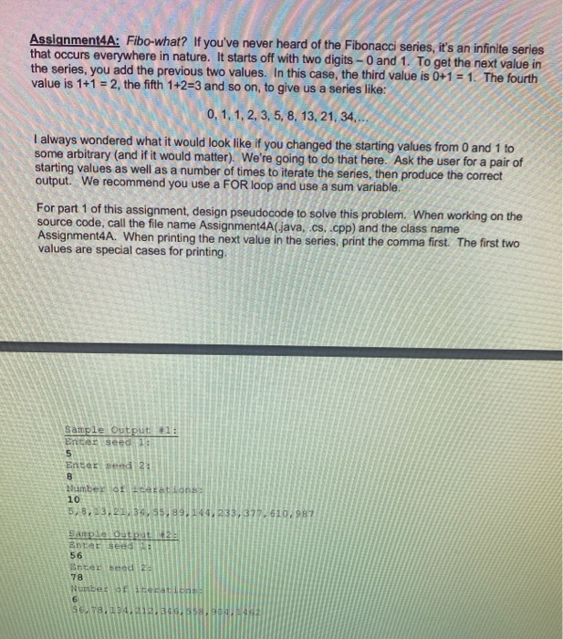 Solved Assignment4A: Fibo-what? If you've never heard of the | Chegg.com
