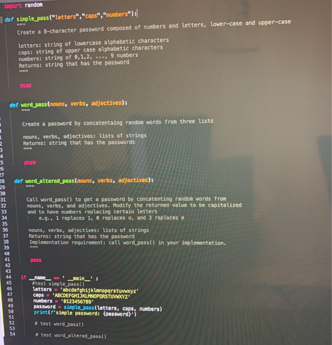 Solved import random def single pass("etters","caps", | Chegg.com
