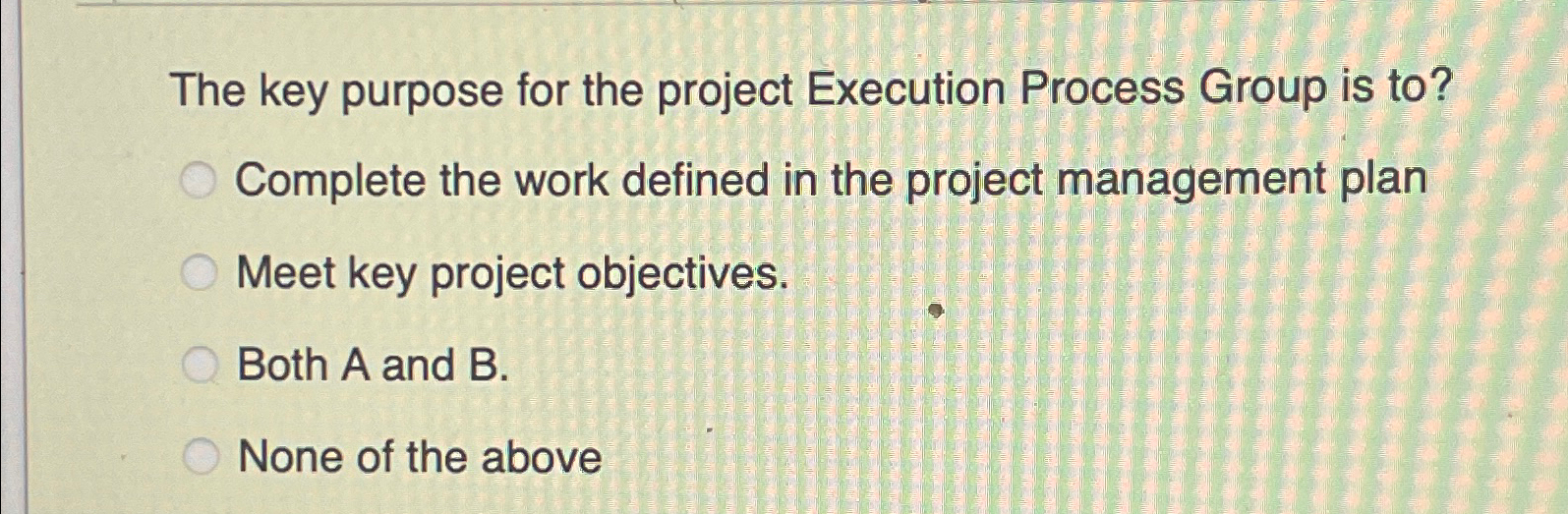 Solved The key purpose for the project Execution Process | Chegg.com