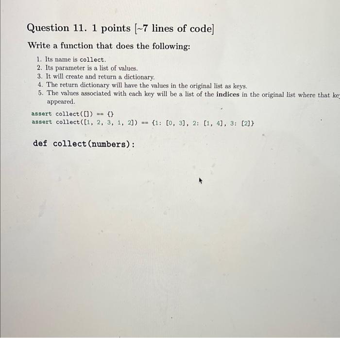 Solved Question 11. 1 points (-7 lines of code] Write a | Chegg.com