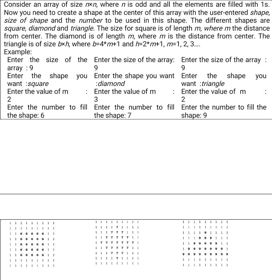 Solved Consider An Array Of Size Nxn Where N Is Odd And All