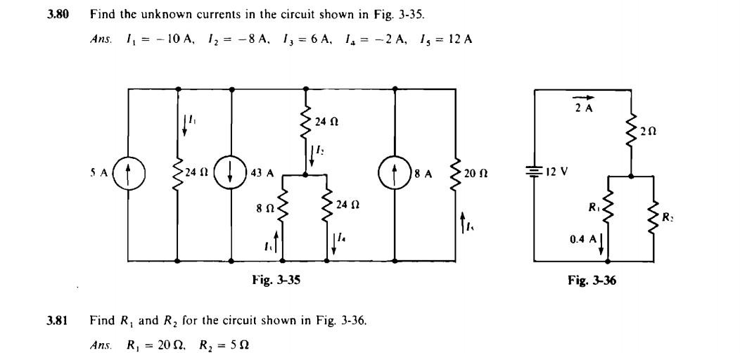 Solved 3.80 Find the unknown currents in the circuit shown | Chegg.com