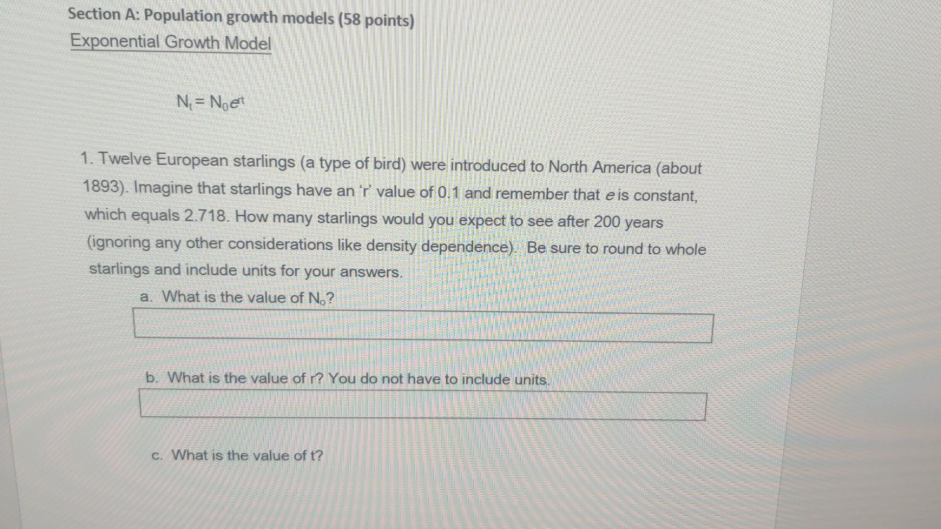 Solved Section A Population Growth Models 58 Points Chegg