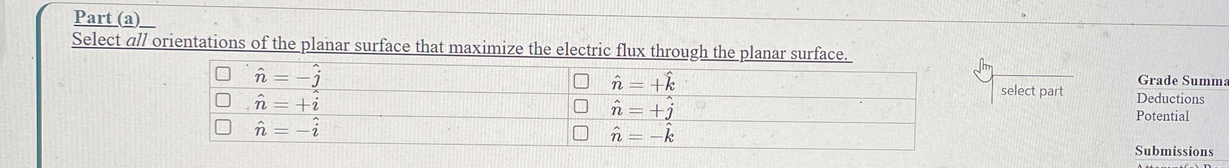 Part (a)Select all orientations of the planar surface | Chegg.com