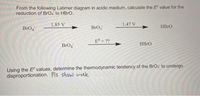 Solved From the following Latimer diagram in acidic medium, | Chegg.com