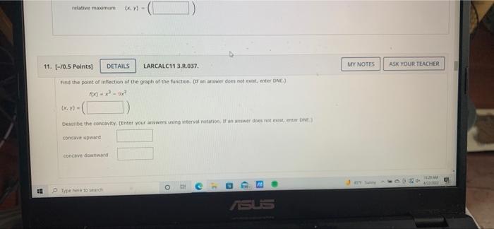 Solved Mive maximum 11. [-/0.5 Points) DETAILS LARCALC11 | Chegg.com