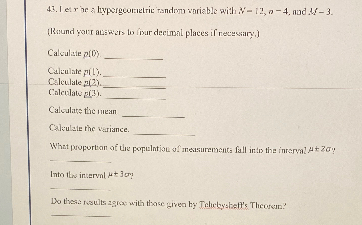 Solved Let x ﻿be a hypergeometric random variable with | Chegg.com