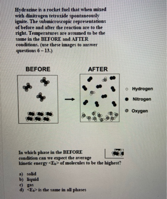 Solved Hydrazine is a rocket fuel that when mixed with | Chegg.com
