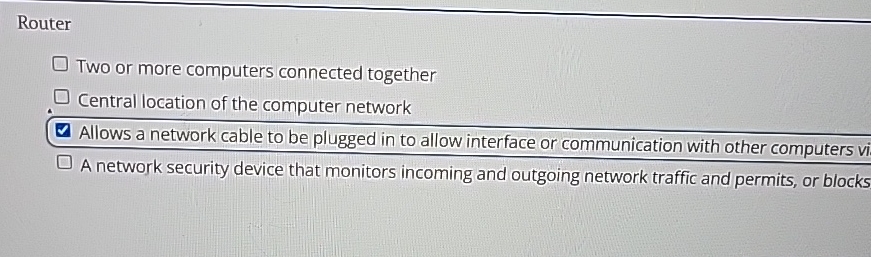 Solved RouterTwo or more computers connected togetherCentral | Chegg.com