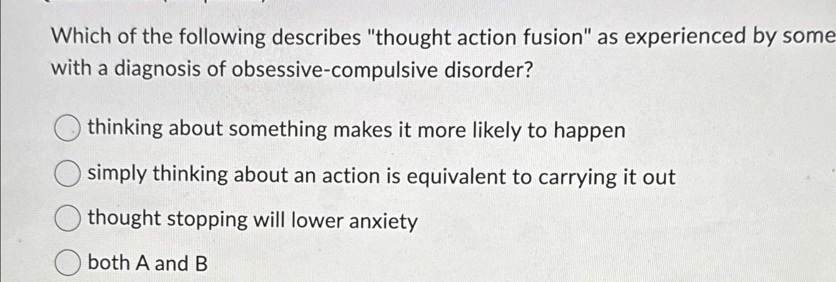 Solved Which of the following describes "thought action | Chegg.com