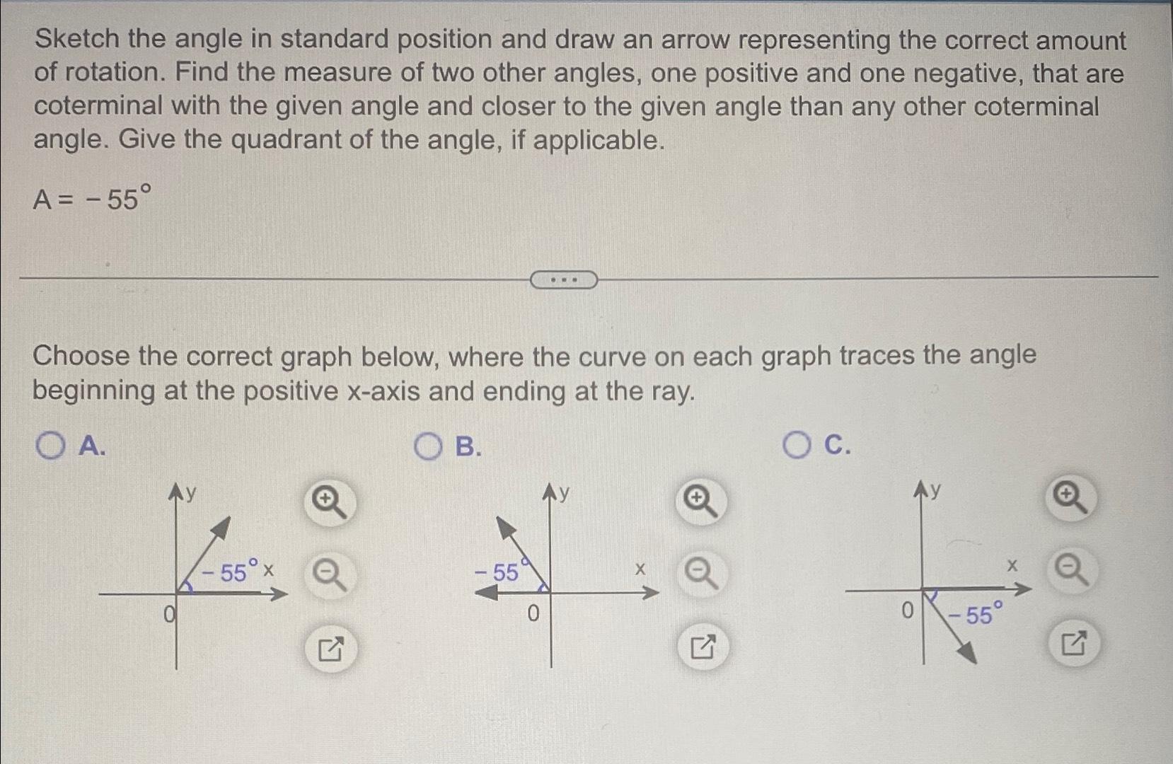 Solved Sketch the angle in standard position and draw an | Chegg.com