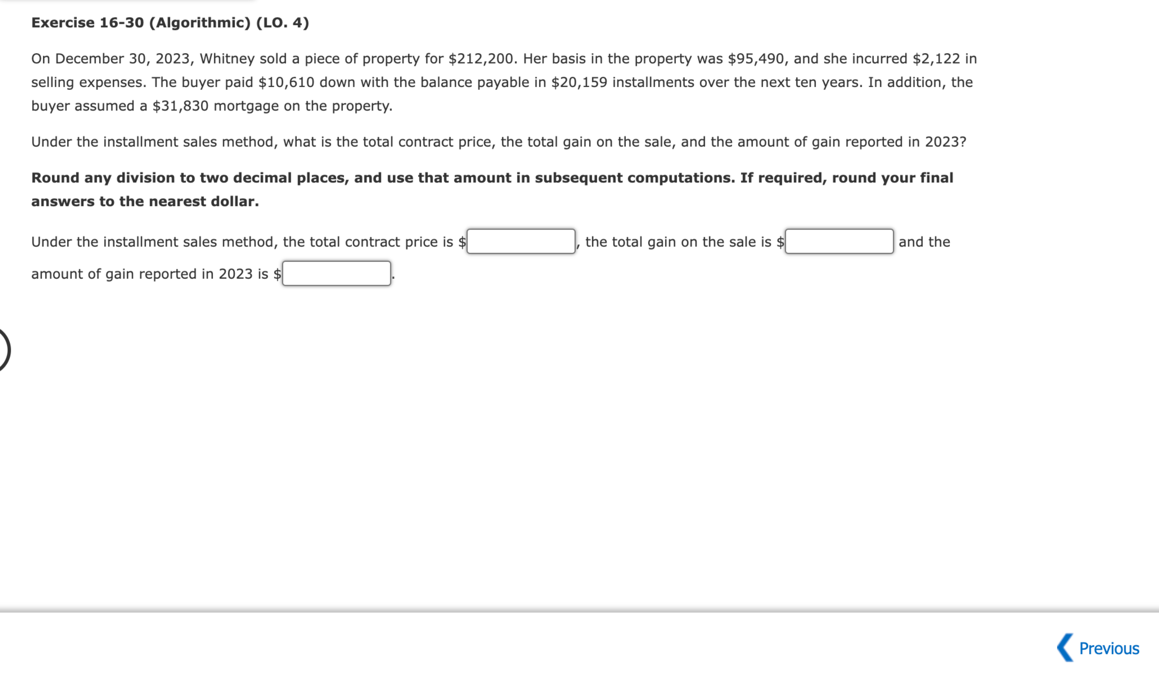 Solved Exercise 16-30 (Algorithmic) (LO. 4)On December | Chegg.com