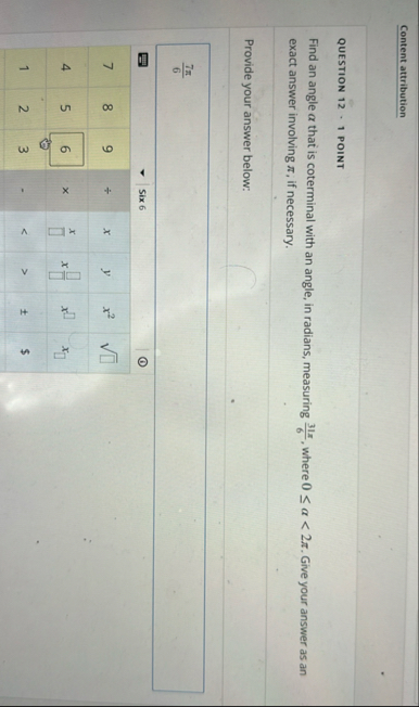 Solved Content attributionQUESTION 12 ﻿~ 1 ﻿POINTFind an | Chegg.com