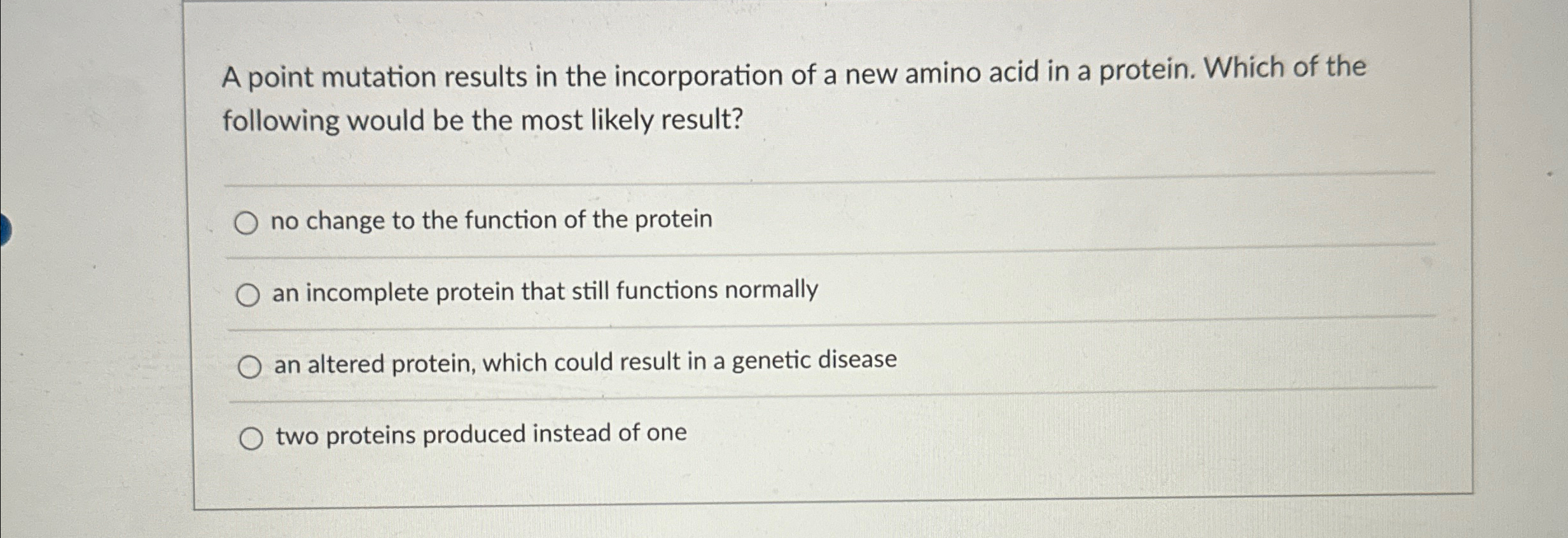 Solved A point mutation results in the incorporation of a | Chegg.com