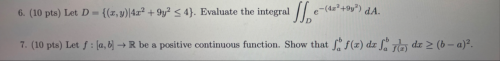 Solved (10 ﻿pts) ﻿Let D={(x,y)|4x2 9y2≤4}. ﻿Evaluate the | Chegg.com