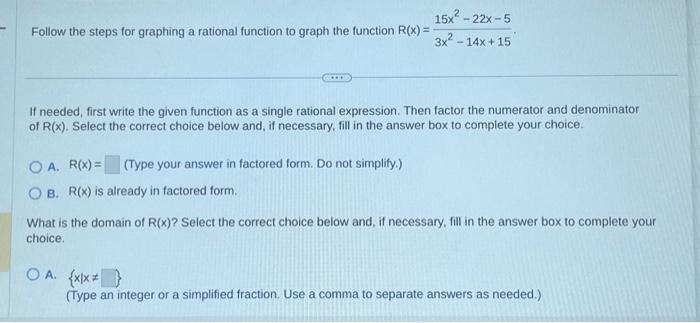 Solved Follow the steps for graphing a rational function to | Chegg.com