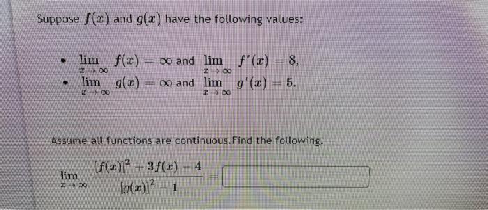 Solved Suppose f(x) and g(x) have the following values: - | Chegg.com