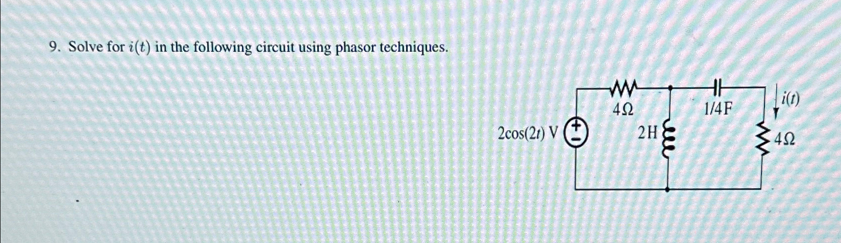Solved Solve for i(t) ﻿in the following circuit using phasor | Chegg.com