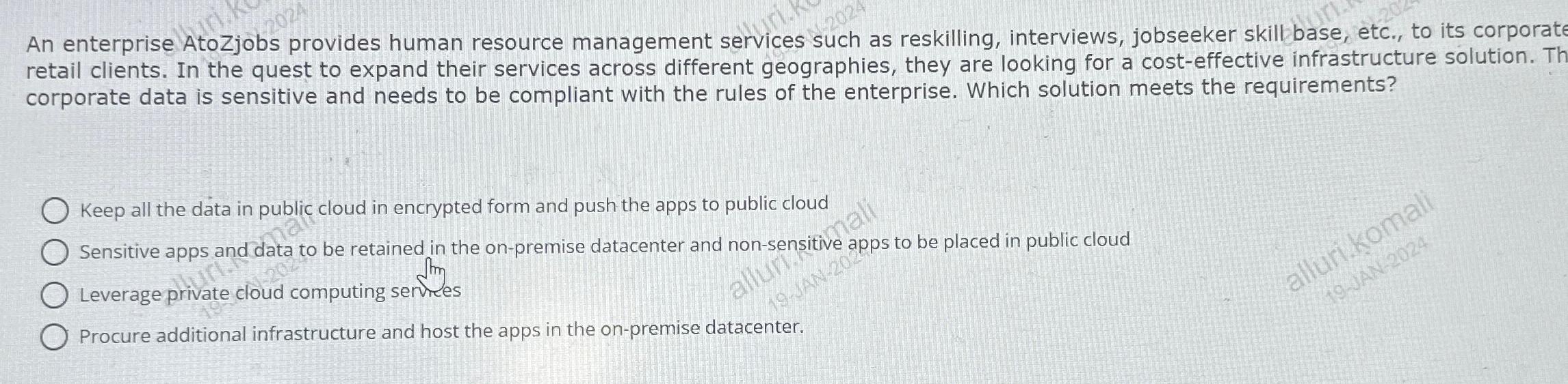 Solved An enterprise AtoZjobs provides human resource | Chegg.com