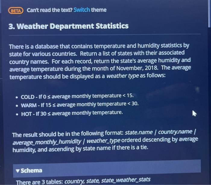 Solved (BETA) Can't read the text? Switch theme 3. Weather | Chegg.com