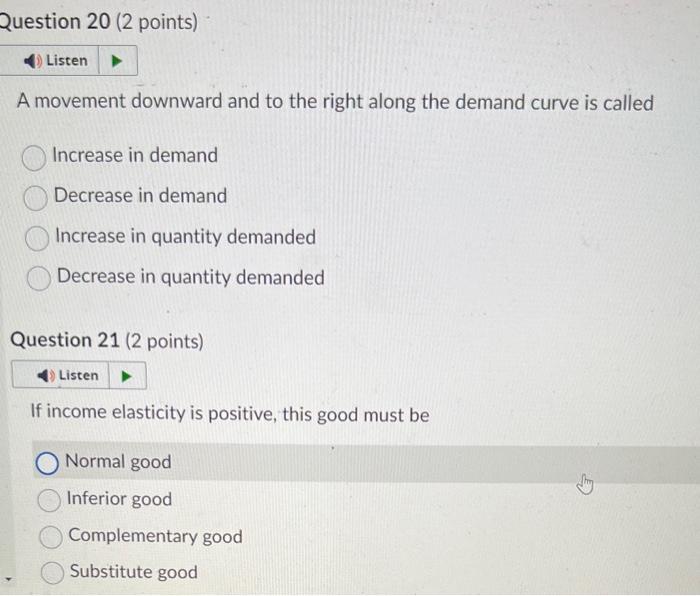 Solved A movement downward and to the right along the demand | Chegg.com