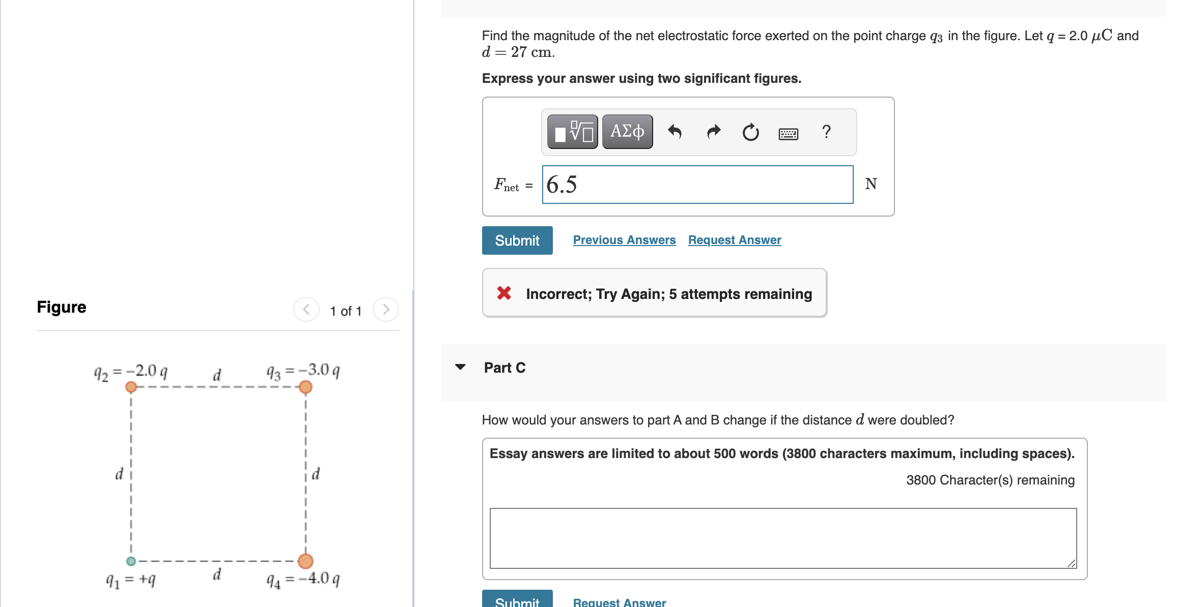 Solved Find the magnitude of the net electrostatic force | Chegg.com