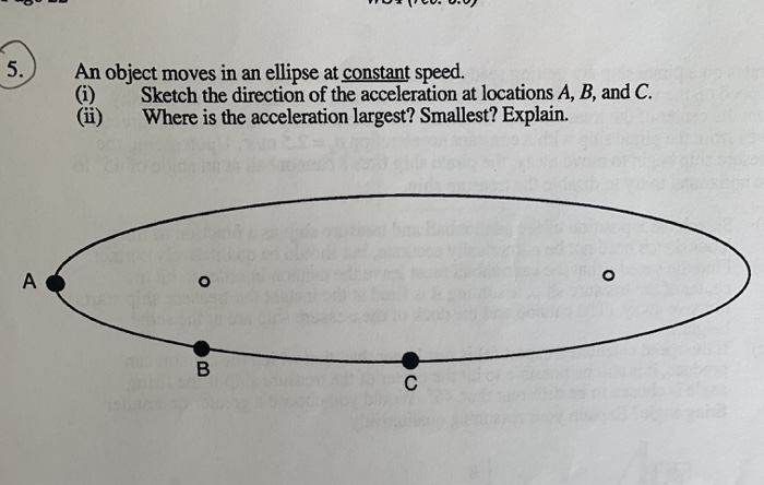 Solved 5. An object moves in an ellipse at constant speed. | Chegg.com