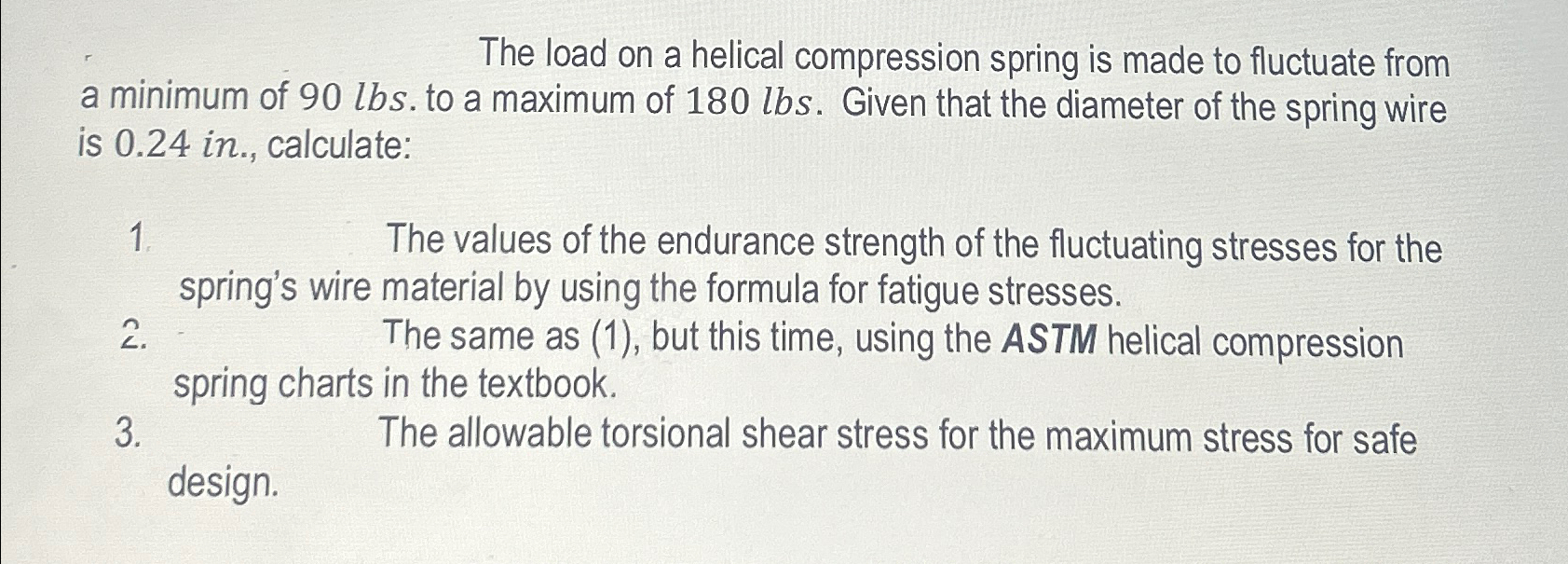 Solved The load on a helical compression spring is made to | Chegg.com