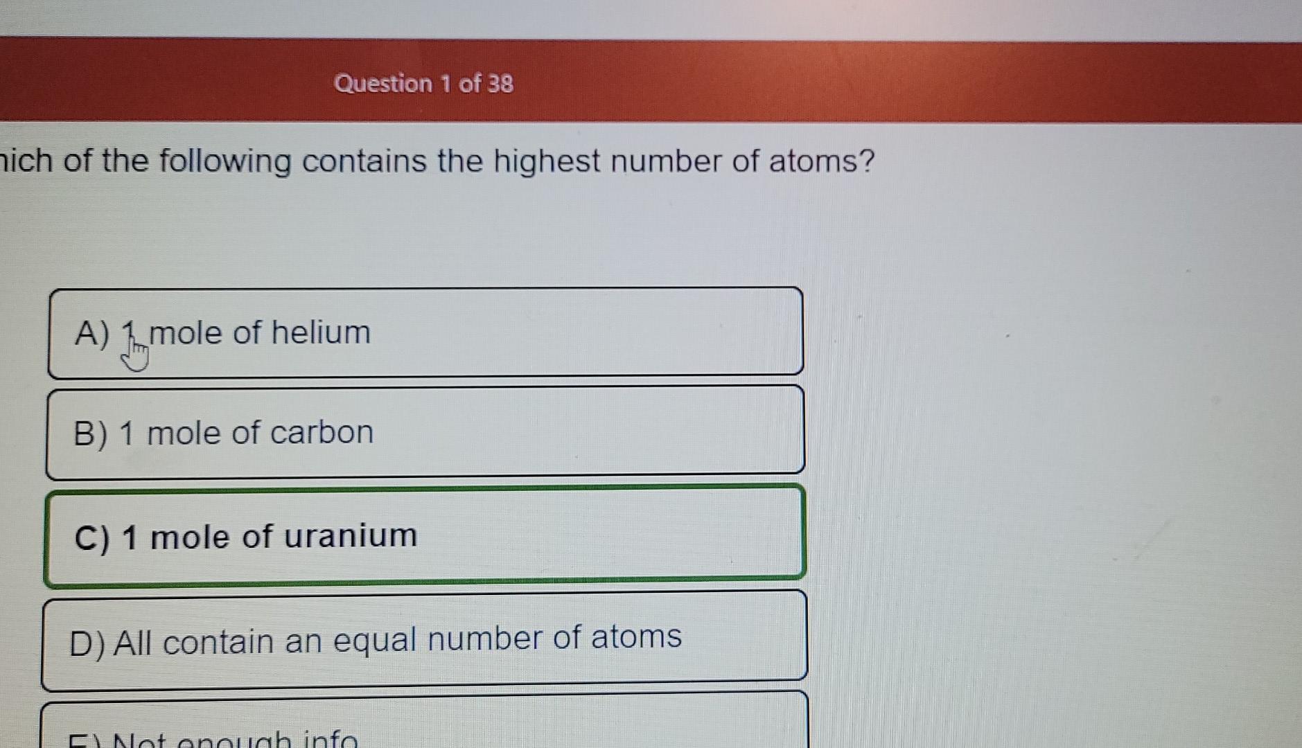 Solved Question 1 of 38 hich of the following contains the | Chegg.com